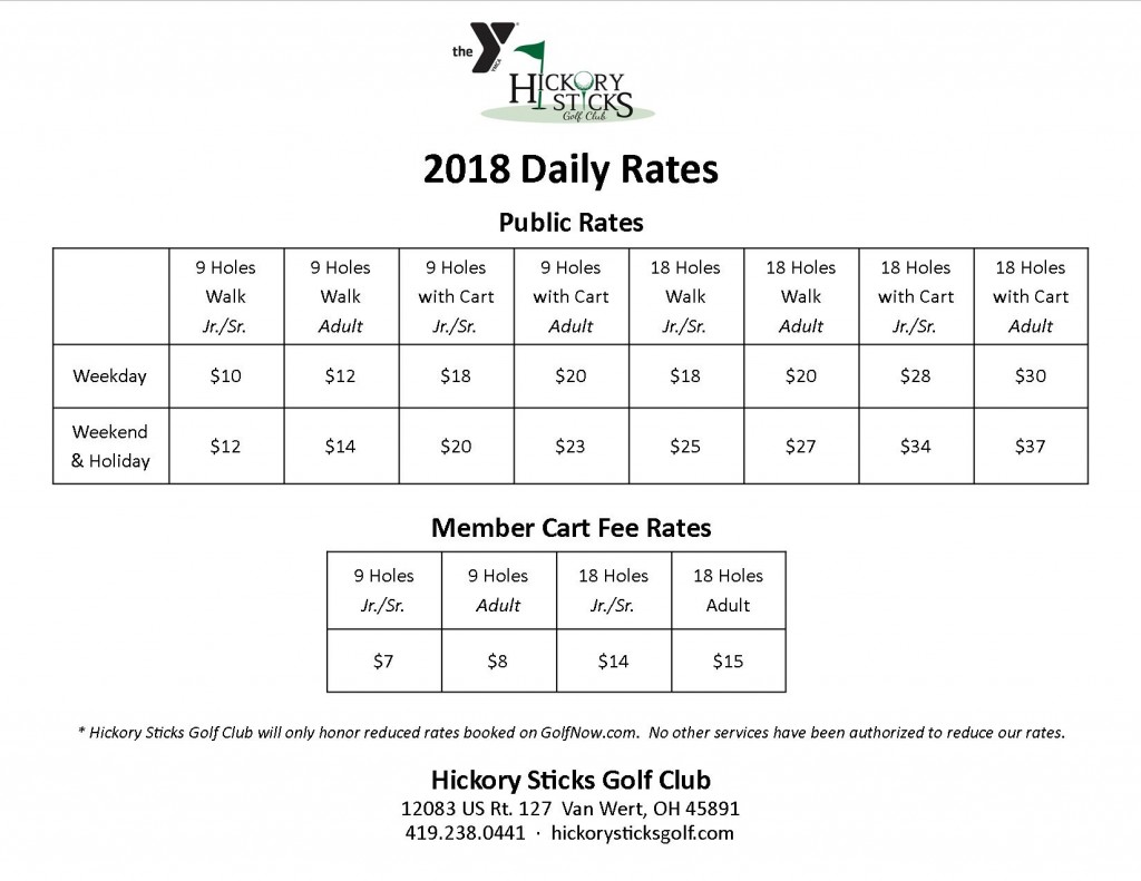 Rates - Hickory Sticks Golf Course